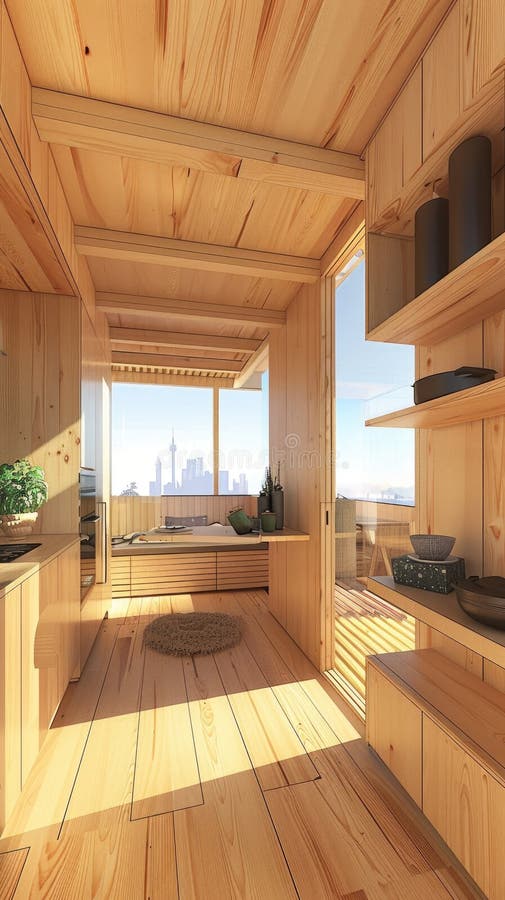 A Simple Minimalist Modern Gourmet Kitchen Featuring Natural Oak ...