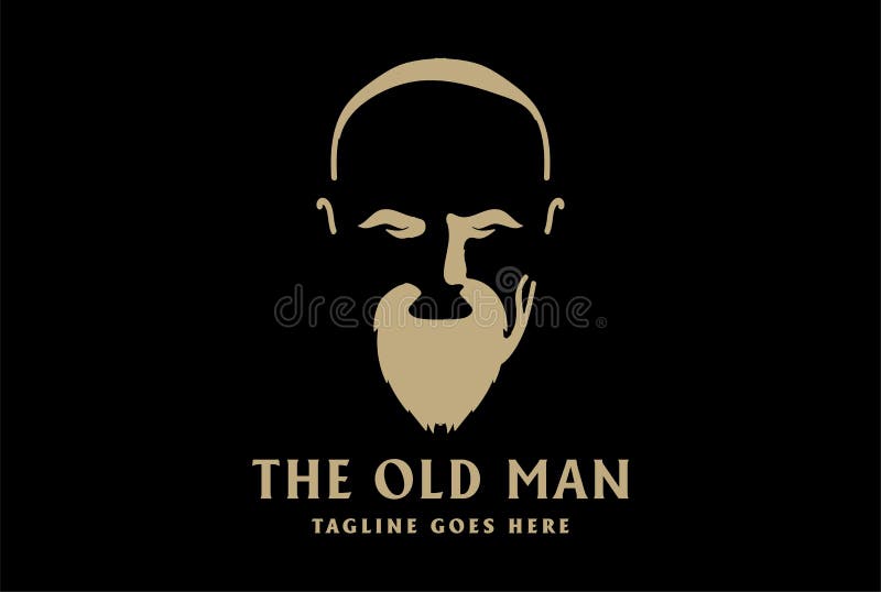 Simple Minimalist Old Man Head Silhouette with Mustache Logo Design ...
