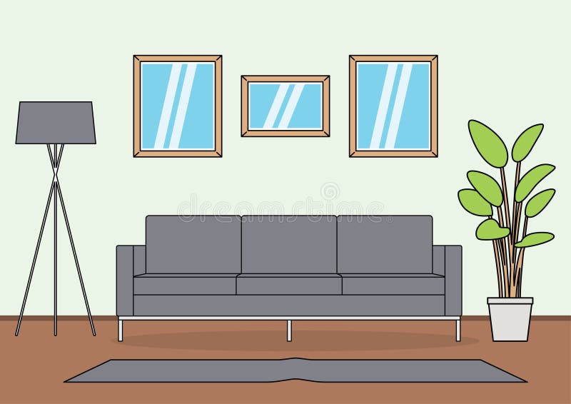 Simple Living room vector stock illustration. Illustration of ...