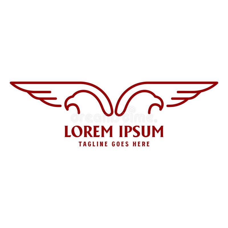 Simple Minimalist Twin Two Double Eagle Falcon Hawk Icon Symbol Line ...