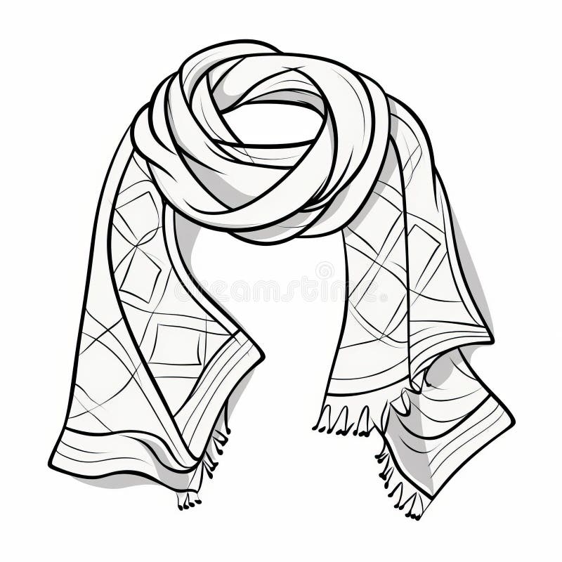 Simple Minimalistic Flat Line Drawing of a Scarf Pattern Stock ...