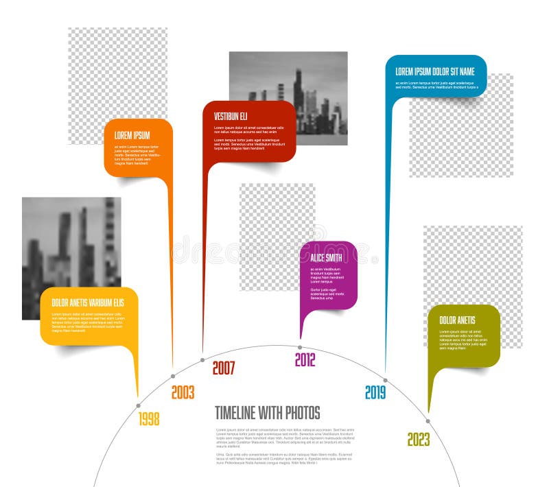 Simple Minimalistic Photo Circular Timeline Template with Color Bubbles ...