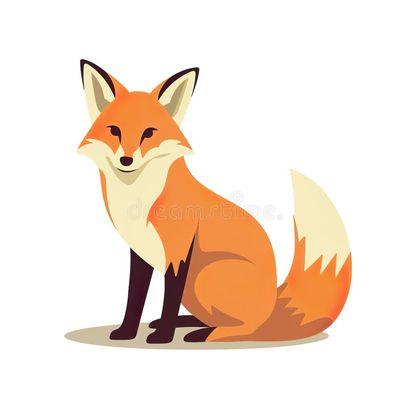 Simple and Minimalistic Red Fox Illustration , Generative AI Stock ...
