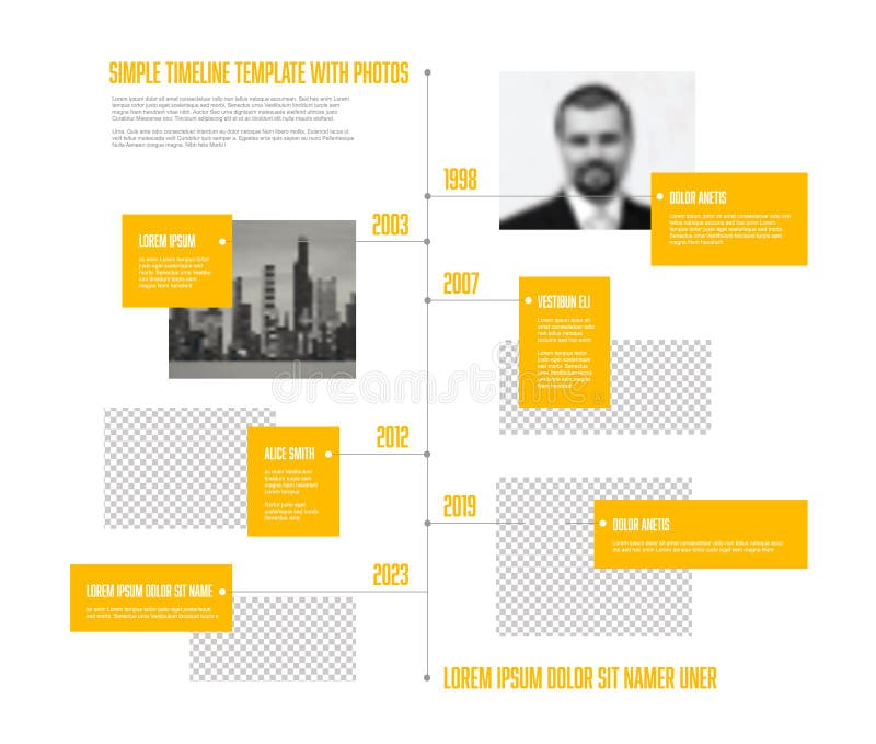 Simple Minimalistic Vertical Photo Timeline Template with Yellow Accent ...
