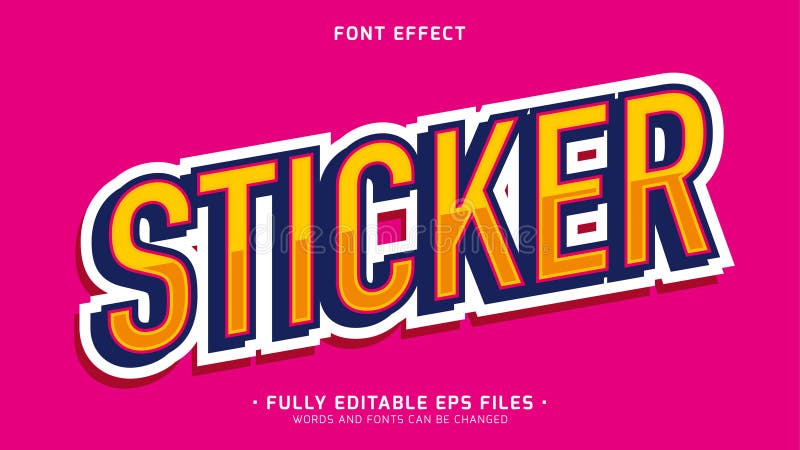 Simple and Minimalists Sticker Style Vector Text Effect Stock Vector ...