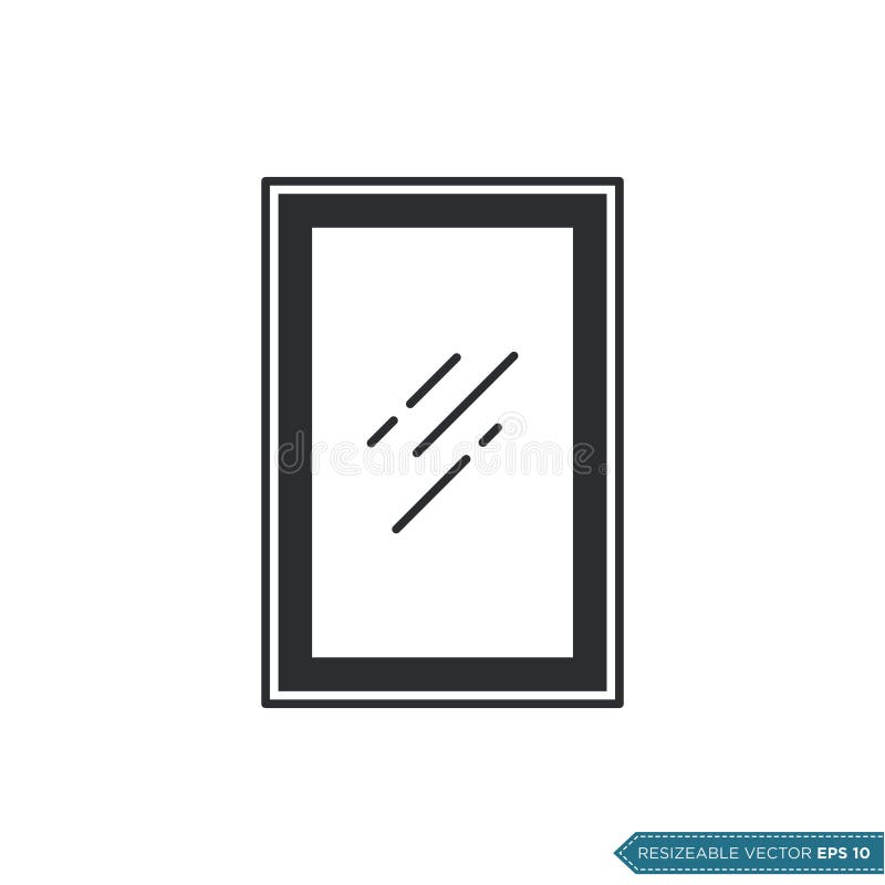 Black Color Simple Mirror Icon Vector Template Illustration Design ...