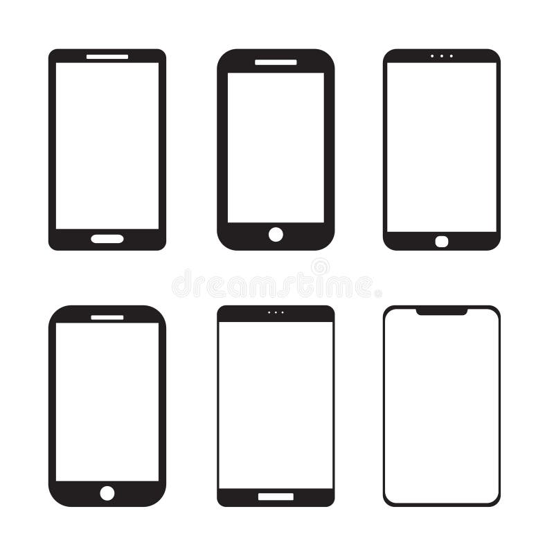 Simple Mobile Smart Phone Icon Set Stock Illustration - Illustration of ...