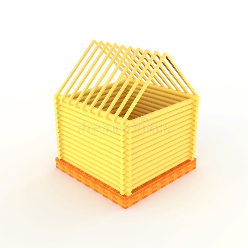 Simple Model of Small House Constructed from Wood Stock Illustration ...