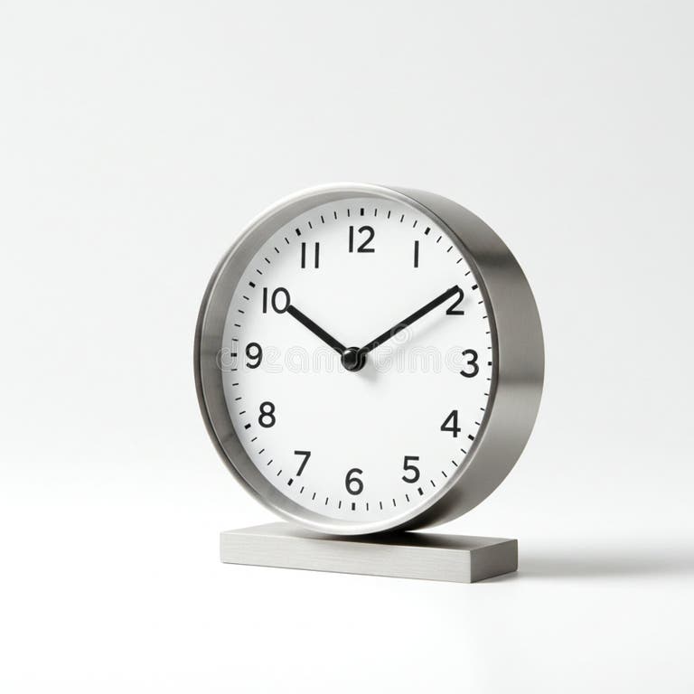 A Simple, Modern Analog Clock with a Circular Face and Metallic Casing ...