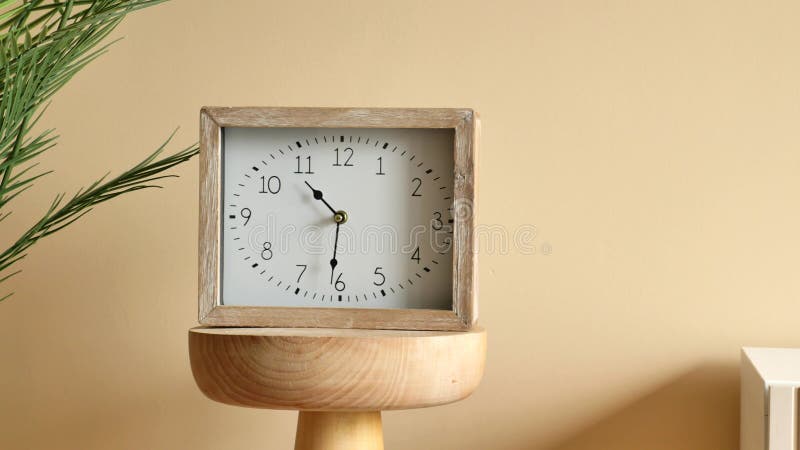 Simple Modern Clock on a Book Shelf . Stock Footage - Video of break ...