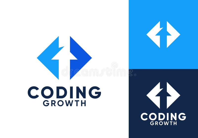 Simple Modern Code with Arrow Growing Logo Vector Design Stock Vector ...