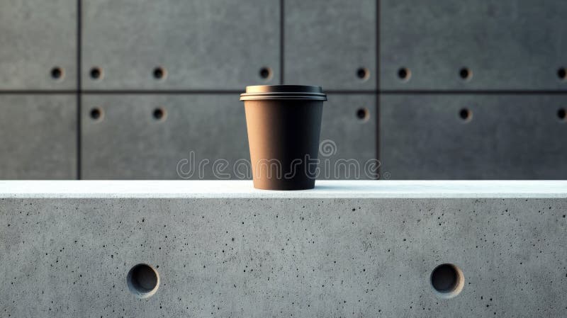 Simple Modern Coffee Cup Mockup on Concrete Stock Illustration ...