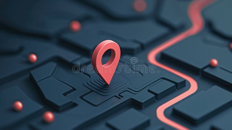 A Simple and Modern Image of a Red Location Pin on a Digital Map. the ...