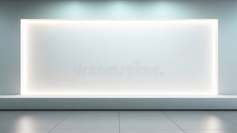 Simple and Modern Interior Showcase Mock-up, White Panels, Hidden ...