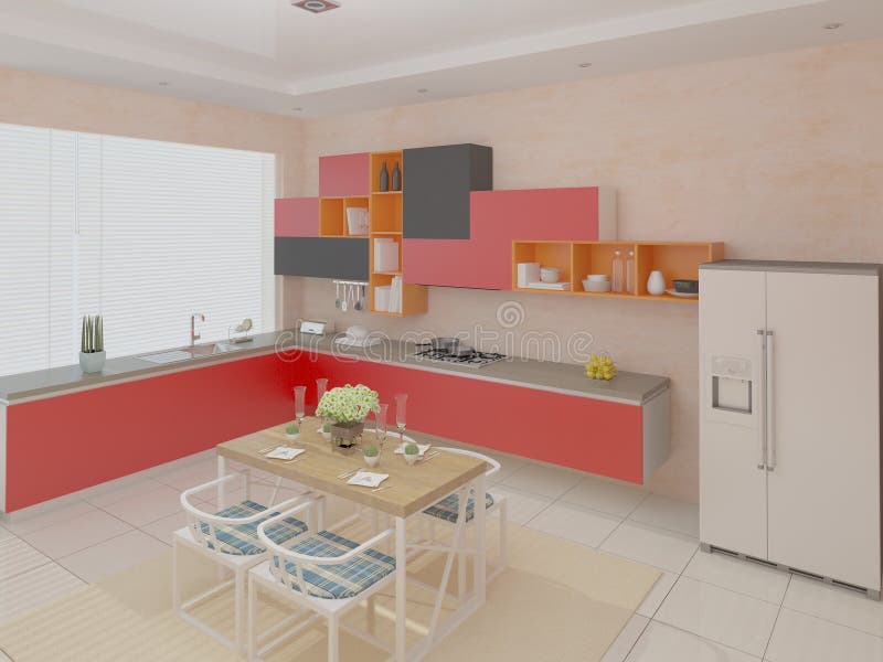 Simple modern kitchen. editorial stock image. Illustration of extractor ...