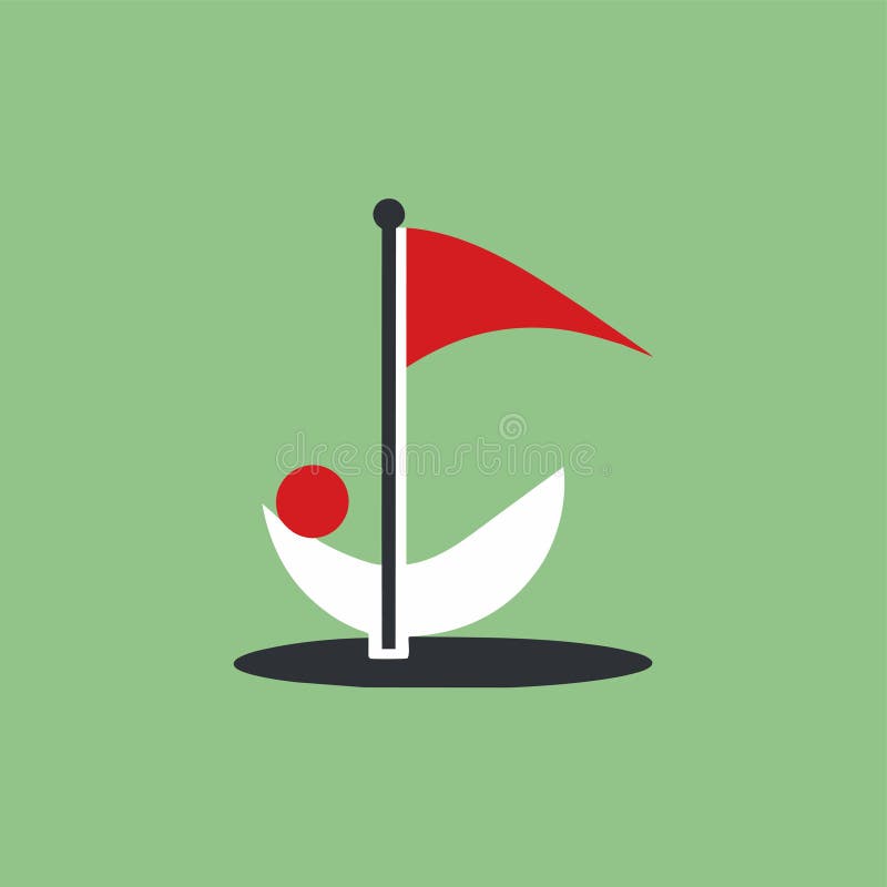A Simple and Modern Logo Design Featuring a Red Flag on a White Golf ...