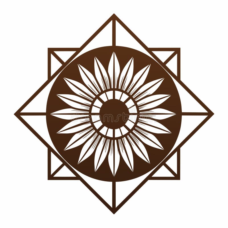 A Simple, Modern Logo Featuring a Stylized Sunflower in a Brown ...