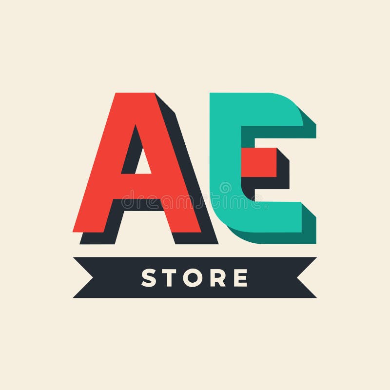 A Simple, Modern Logo for a Store with the Bold Initials AE in Red and ...