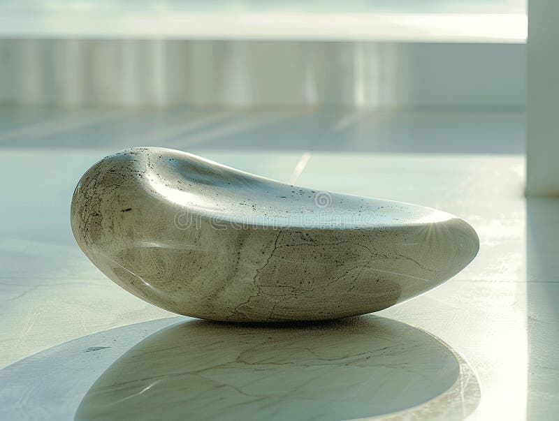 A Simple, Modern Marble Sculpture, with a Flat Surface, Reflects the ...