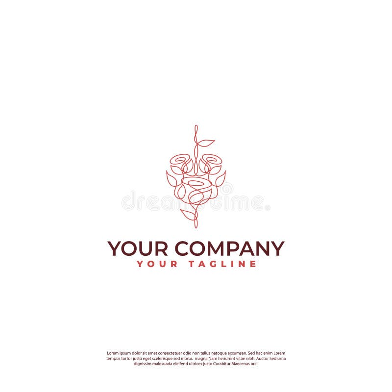 Simple Modern Minimalist Rose Flower Logo Stock Vector - Illustration ...