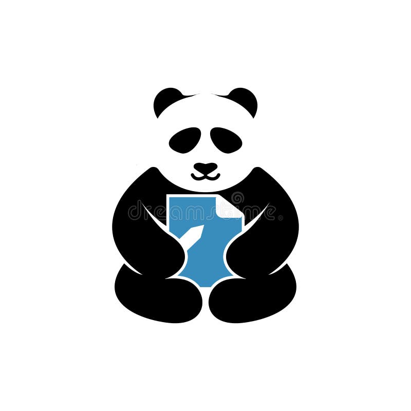 Simple Modern Panda Holding a Paper Document Vector Icon Stock ...