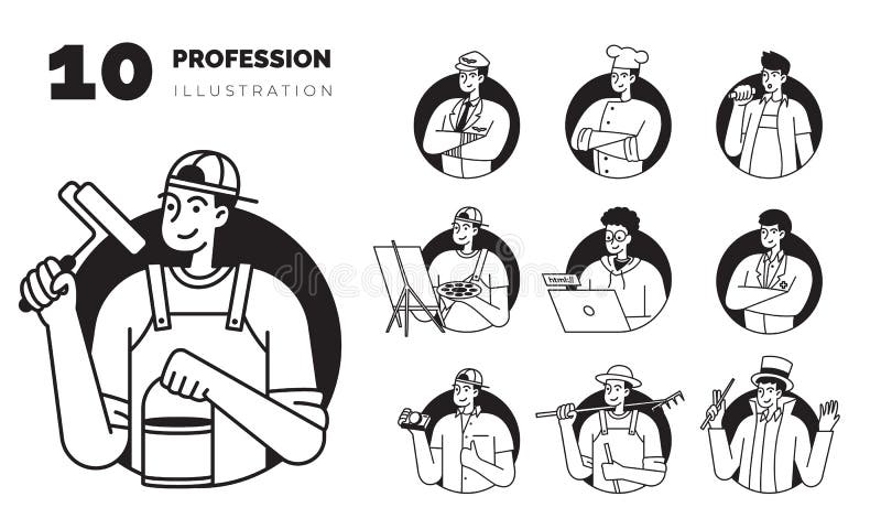Simple Modern People Professions Illustration Set Stock Illustration ...