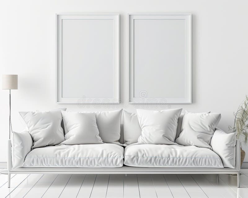 2 Simple Modern Picture Frames Side by Side in the Same Size on a White ...