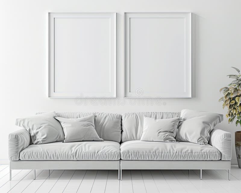 2 Simple Modern Picture Frames Side by Side in the Same Size on a White ...