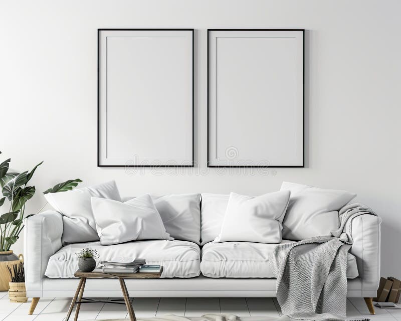 2 Simple Modern Picture Frames Side by Side in the Same Size on a White ...