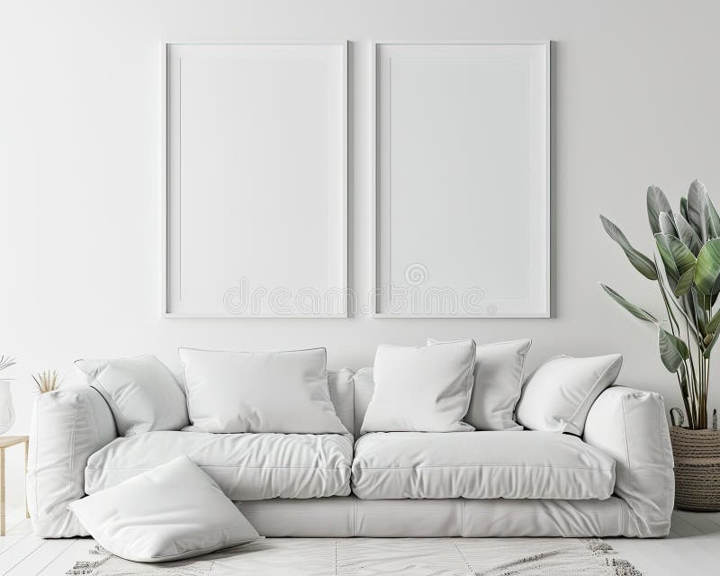 2 Simple Modern Picture Frames Side by Side in the Same Size on a White ...