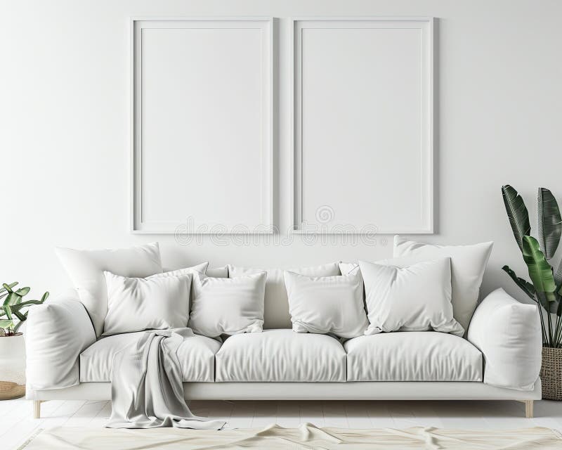 2 Simple Modern Picture Frames Side by Side in the Same Size on a White ...
