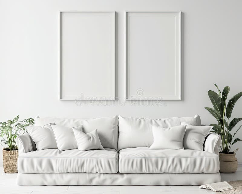 2 Simple Modern Picture Frames Side by Side in the Same Size on a White ...