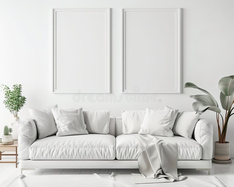 2 Simple Modern Picture Frames Side by Side in the Same Size on a White ...