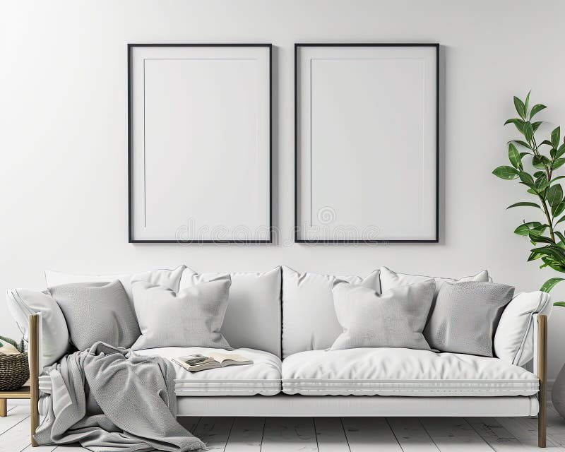 2 Simple Modern Picture Frames Side by Side in the Same Size on a White ...