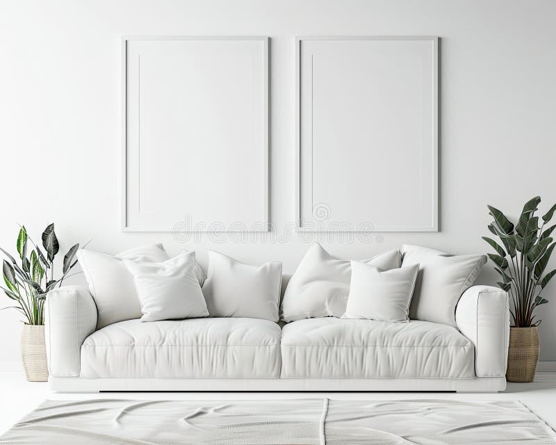 2 Simple Modern Picture Frames Side by Side in the Same Size on a White ...