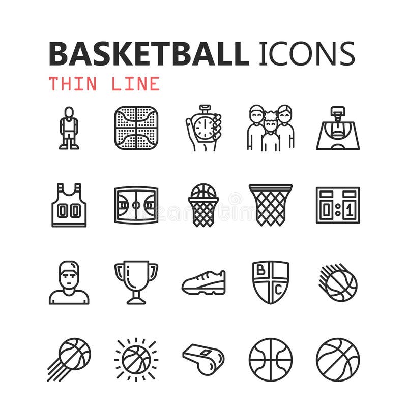 Simple Modern Set of Basketball Icons. Stock Vector - Illustration of ...