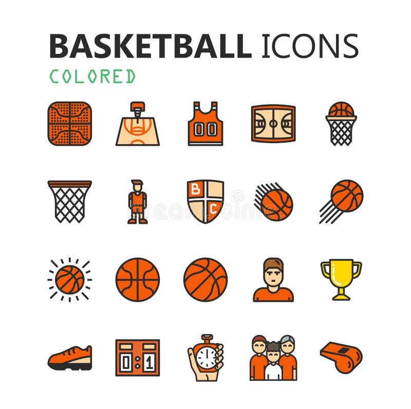 Simple Modern Set of Basketball Icons. Stock Vector - Illustration of ...