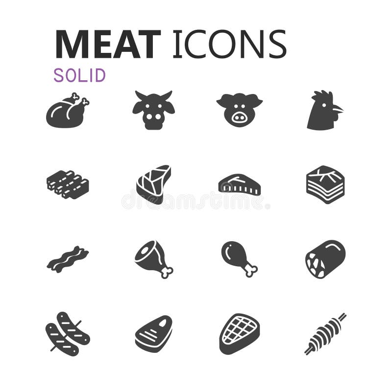 Simple Modern Set of Meat Icons. Stock Vector - Illustration of animal ...