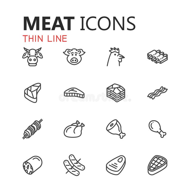 Simple Modern Set of Meat Icons. Stock Vector - Illustration of poultry ...