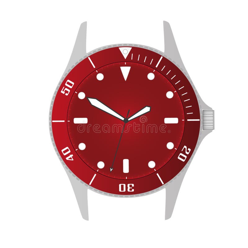 Simple Modern Sport Divers Style Red Watch Case and Dial Object Eps10 ...