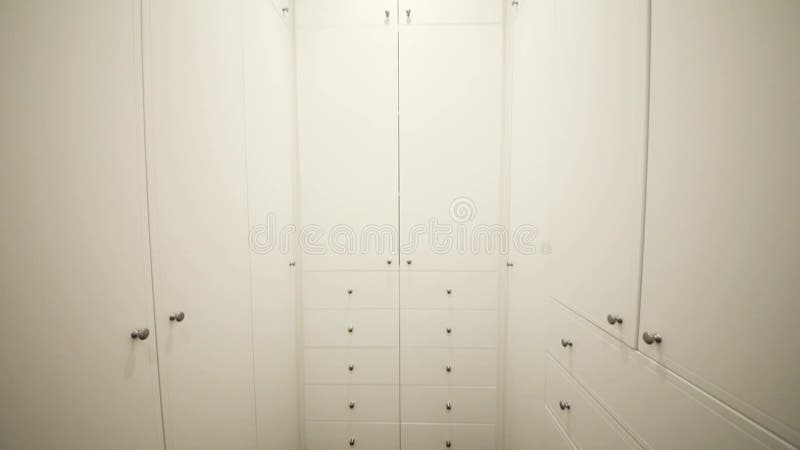 Simple White Wardrobe with Many Drawers in Stock Video - Video of dolly ...