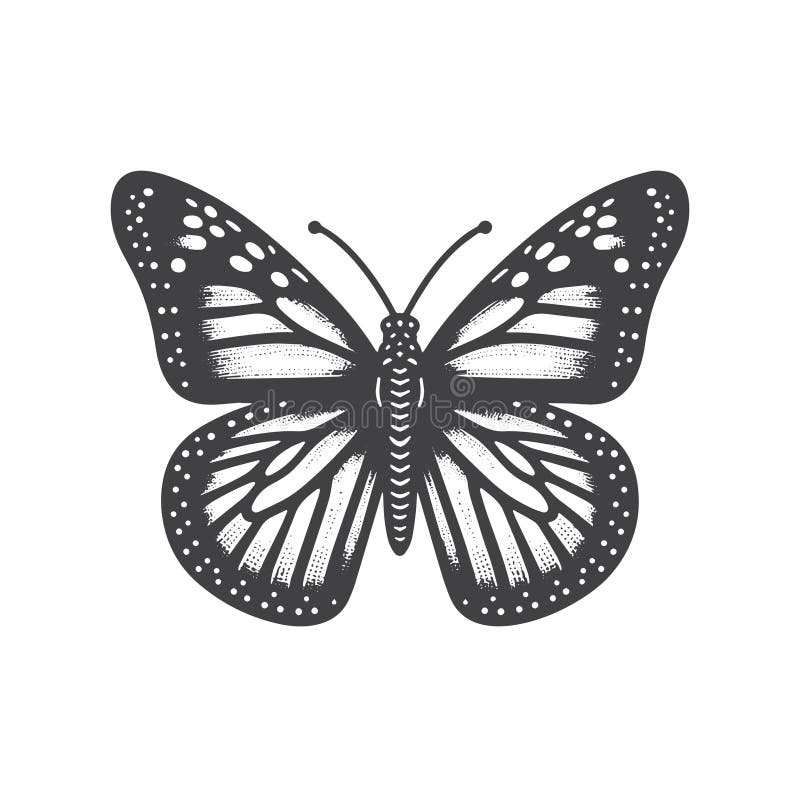 Simple Monarch Butterfly Front View Icon Design Vintage Retro Logo ...
