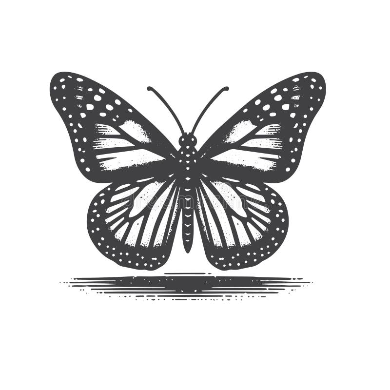 Simple Monarch Butterfly Front View Icon Design Vintage Retro Logo ...