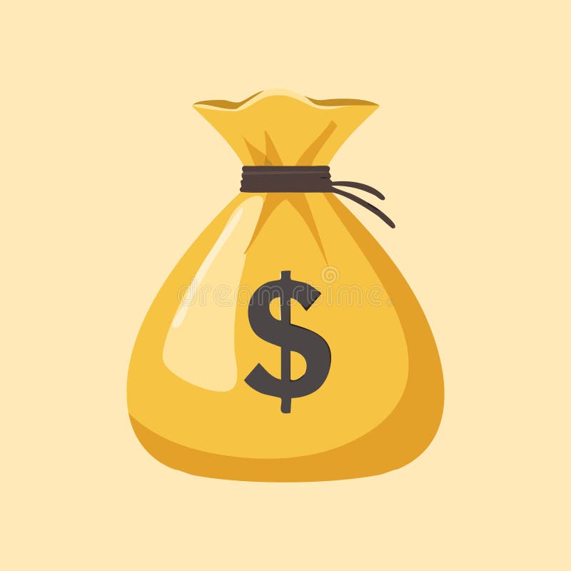 Simple Money Bag Icon stock vector. Illustration of vector - 344444172