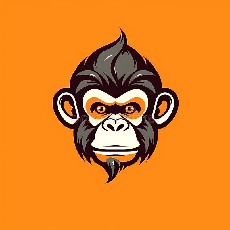 Simple Monkey Head Logo Design Stock Illustration - Illustration of ...