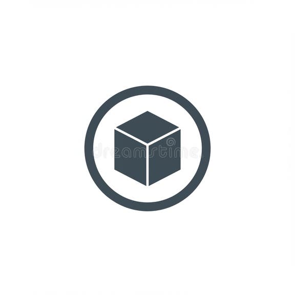 A Simple, Monochromatic Icon Features a Cube within a Circular Border ...