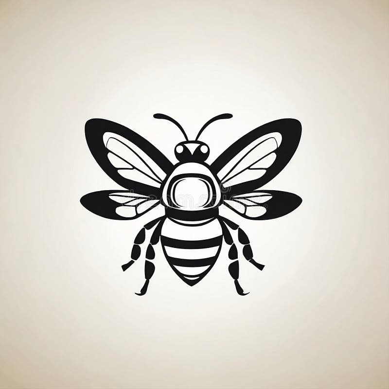 Simple Monochrome Bee Head Drawing Stock Illustration - Illustration of ...
