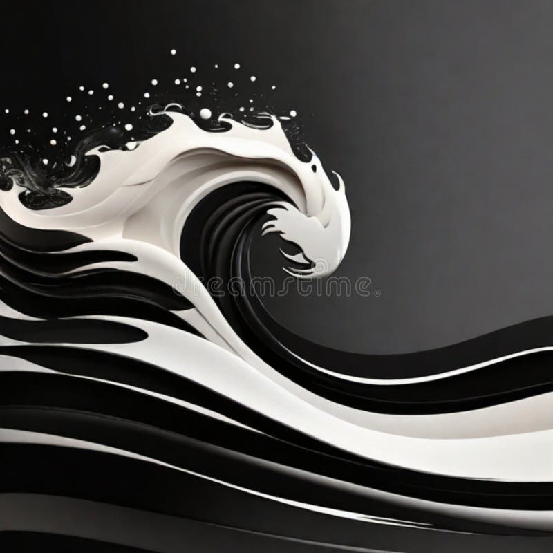 A Simple Monochrome Logo Design with a Wave Theme Stock Illustration ...