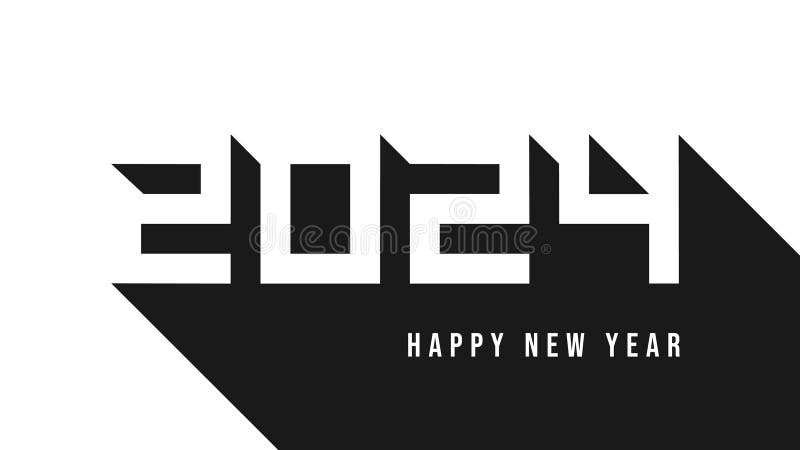 Simple Monochrome New Year 2024 Design, Happy New Year 2024 Greeting ...