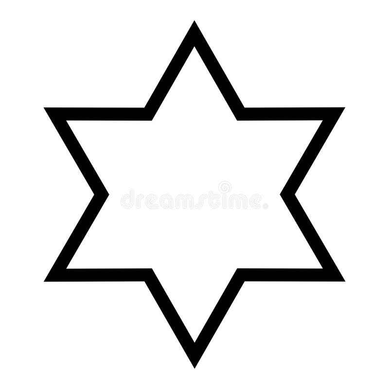 Simple Monochrome Vector Graphic of a Six Pointed Star on a White ...